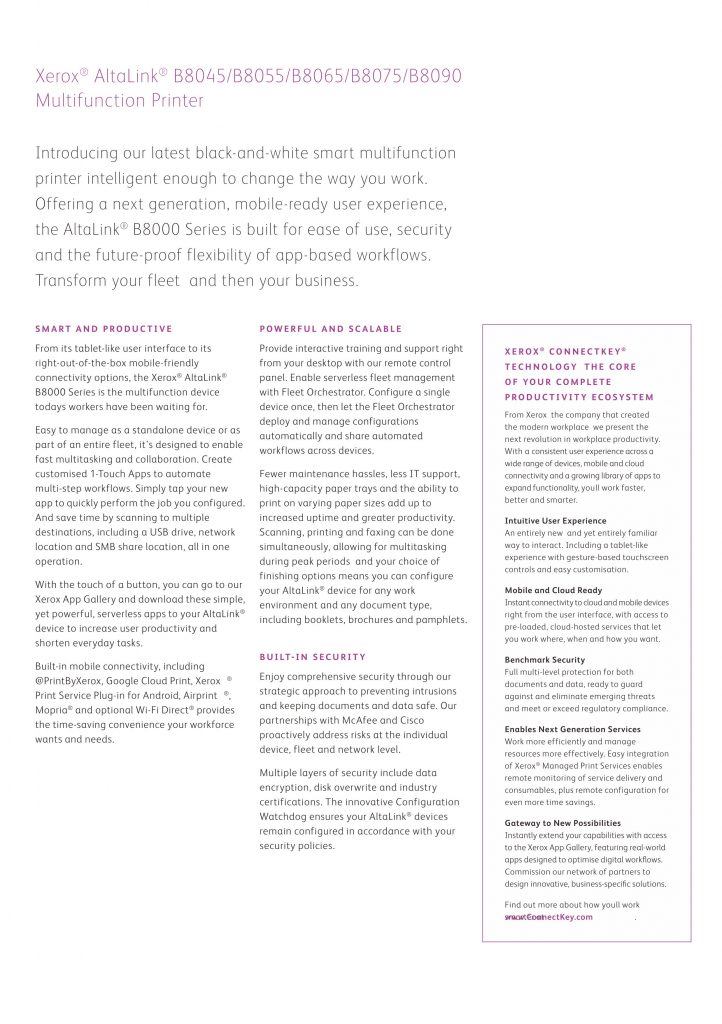 Xerox AltaLink B8075 – Authorized Dealer ตัวแทนจำหน่ายอย่างเป็นทางการ